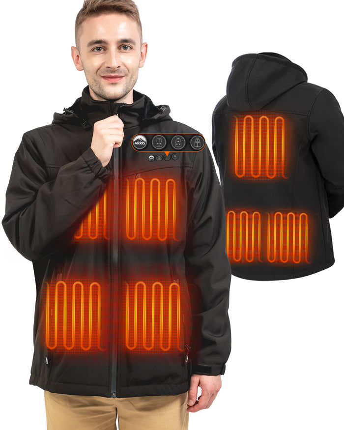 ARRIS Men`s Heated Jacket, Electric Heating Coat with 7.4V Battery and ...