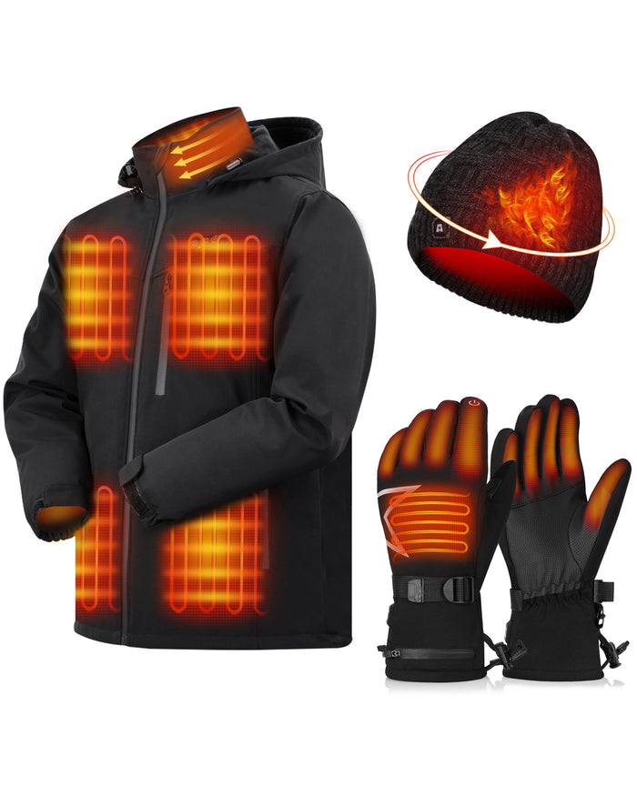 ARRIS Heated Jacket for Men Heated Gloves Heated Beanie Hat Bundle Sal
