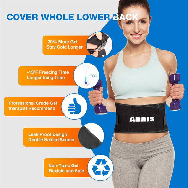 Ice Pack for Lower Back Pain Relief - Hot Cold Back Brace - for Lumbar